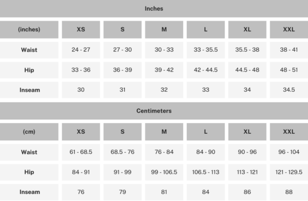 Size Charts - Arctica