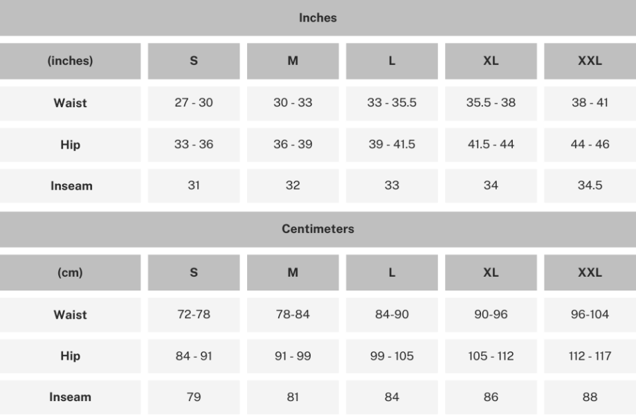 Size Charts - Arctica